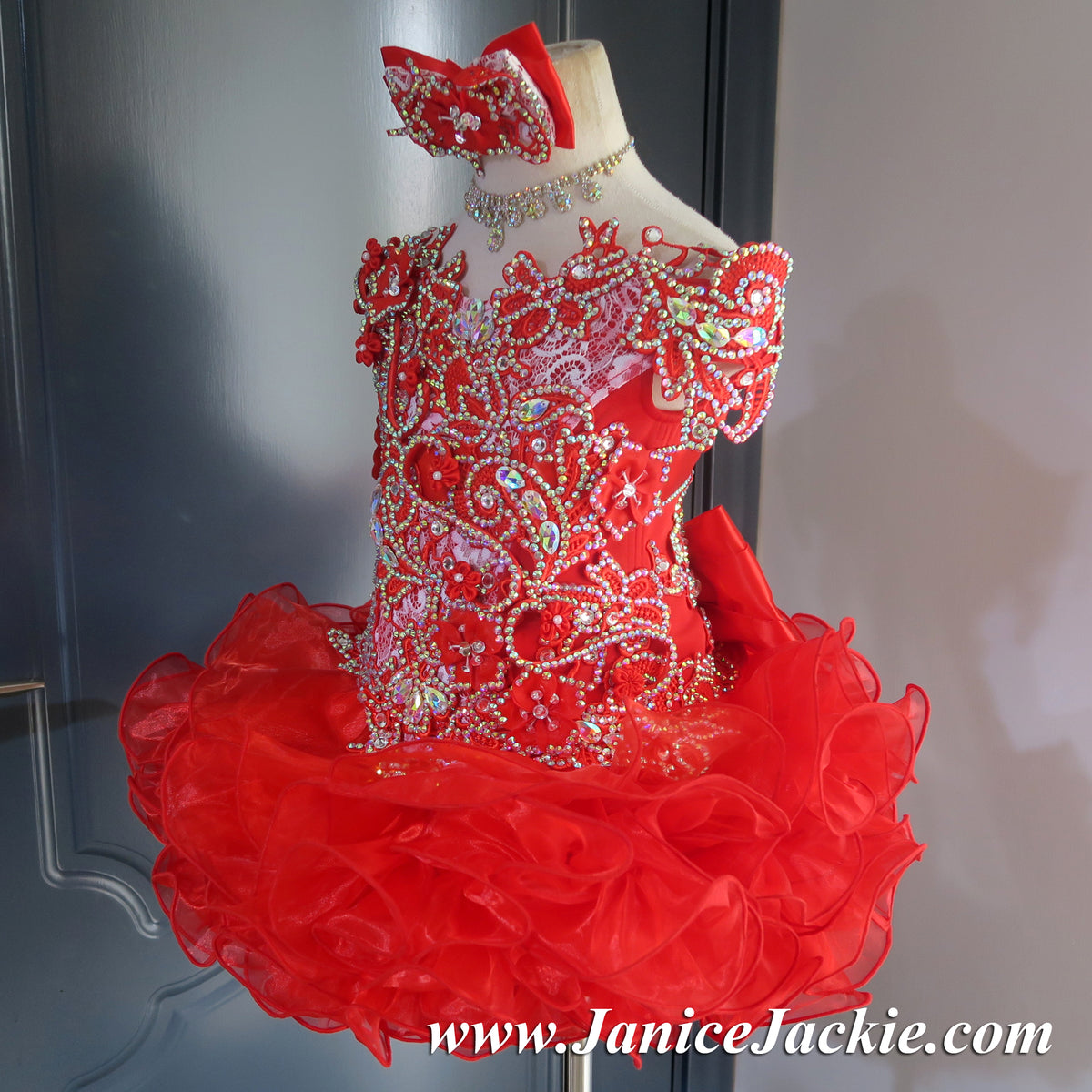 (DRESS EXAMPLE) (#1141) Off shoulder flat MEGA glitz national pageant ...