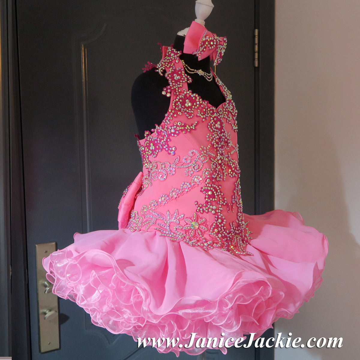 (#1204) Halter flat glitz national pageant dress. (pink) / 2 ~ 3 weeks ...