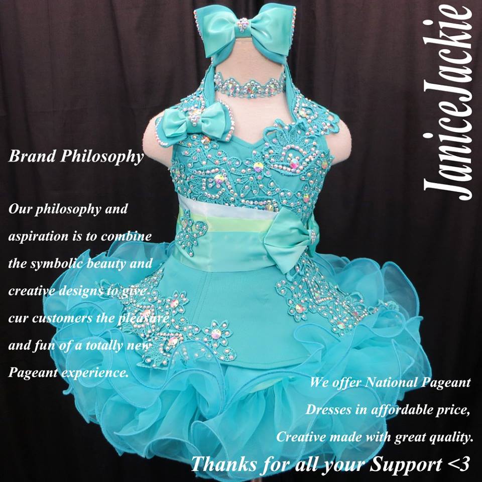(#256) Halter flared glitz national pageant dress. (seafoam green) / 2 ...