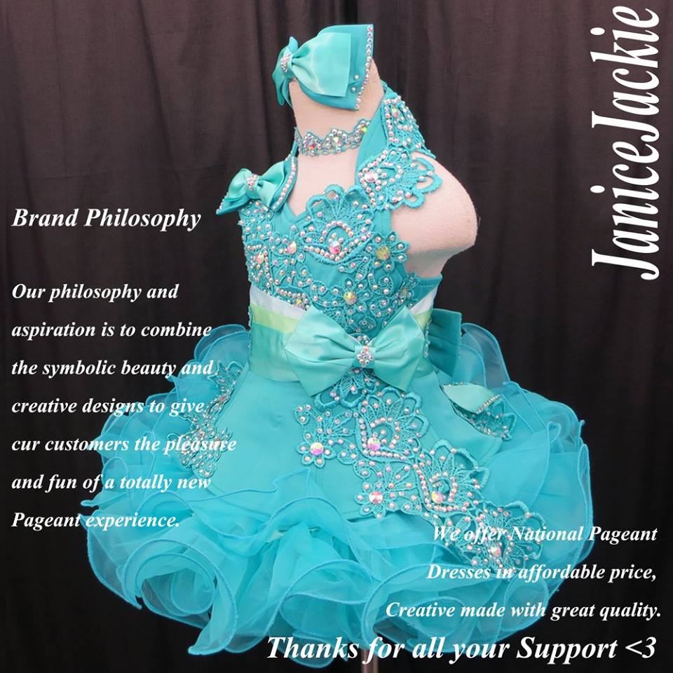 (#256) Halter flared glitz national pageant dress. (seafoam green) / 2 ...