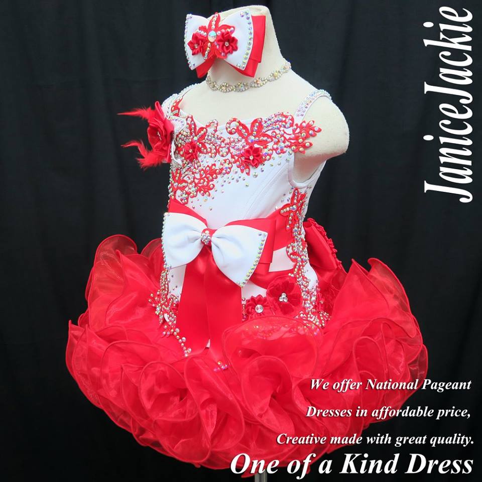 (DRESS EXAMPLE) Straps flat glitz national pageant dress. (white red ...