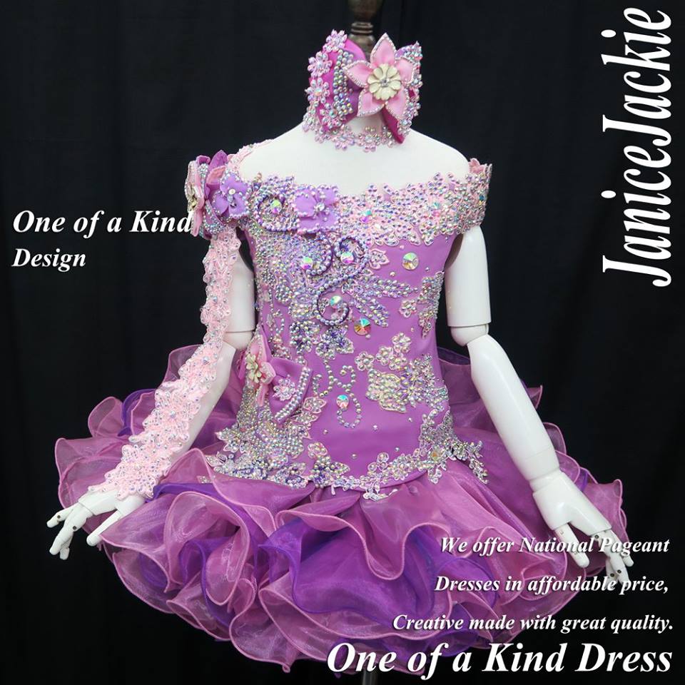 (DRESS EXAMPLE) Off shoulder flat glitz national pageant dress. (2tone ...